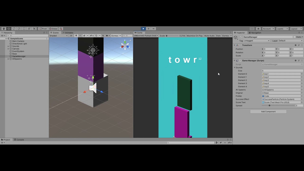 towr (stacking game made in Unity) - YouTube