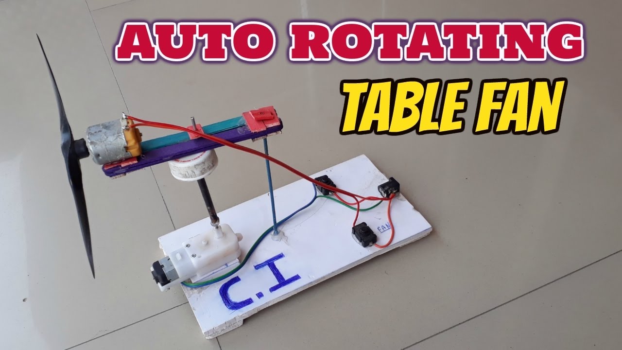 How to make mini auto rotating table fan at home - YouTube