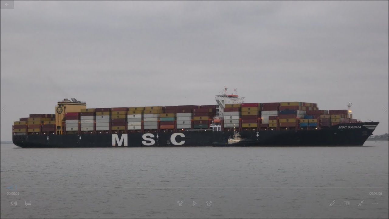 Deep draughted MSC Sasha arrives to the Port of Felixstowe at the last ...
