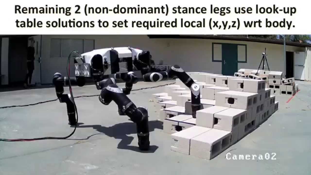 RoboSimian Walking on Cinder Blocks - YouTube