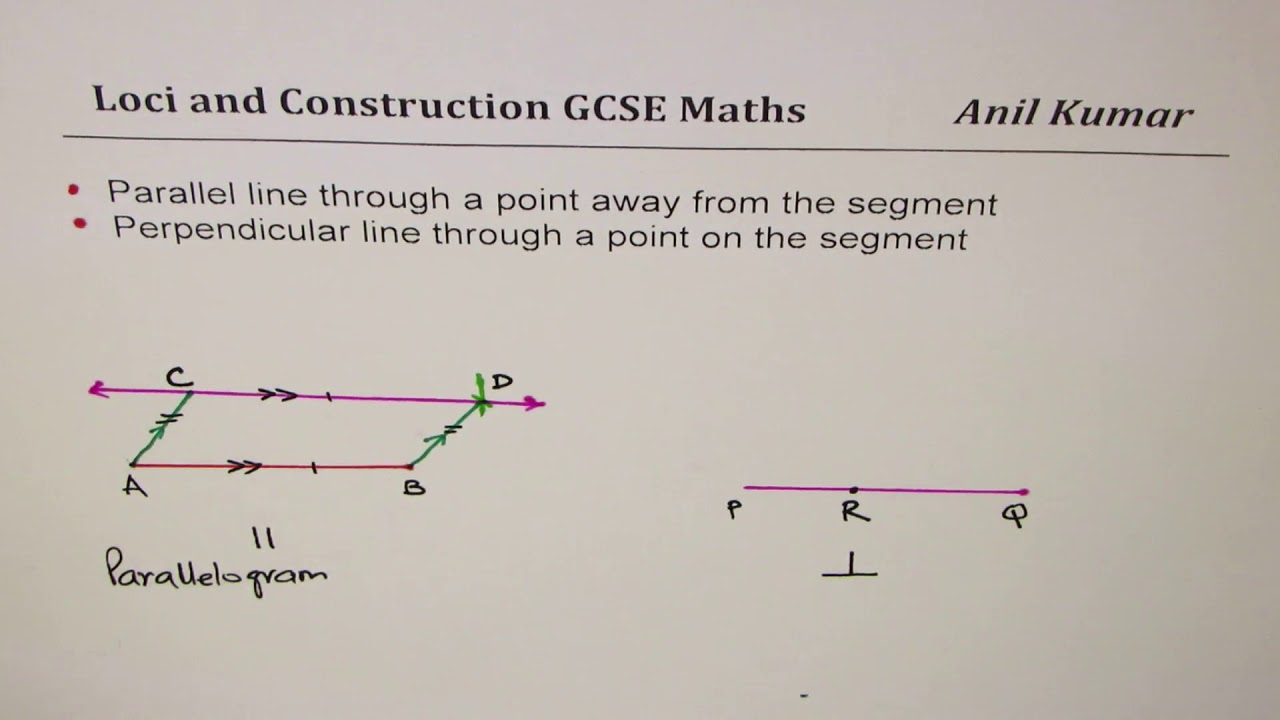 Loci to Construct Parallel and Perpendicular lines to a segment - YouTube