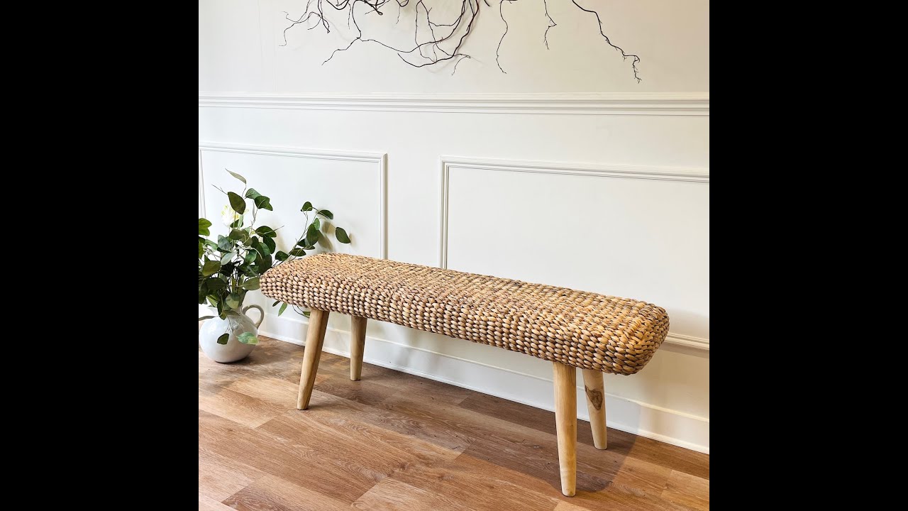 Wicker hallway bench looking beautiful in customer's home. - YouTube