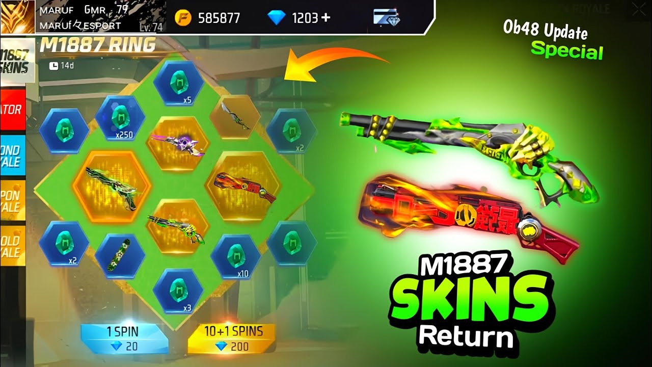 M1887 Gun Skins Return Confirm Date 🥳 Free Fire M1887 Skins Return 🤯 ...