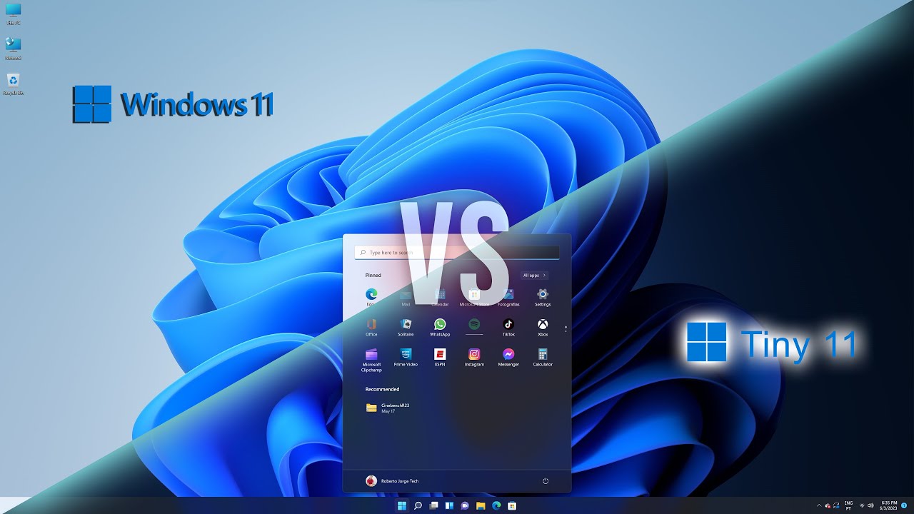 Tiny 11 vs Windows 11 : Qual o Mais RÁPIDO - YouTube