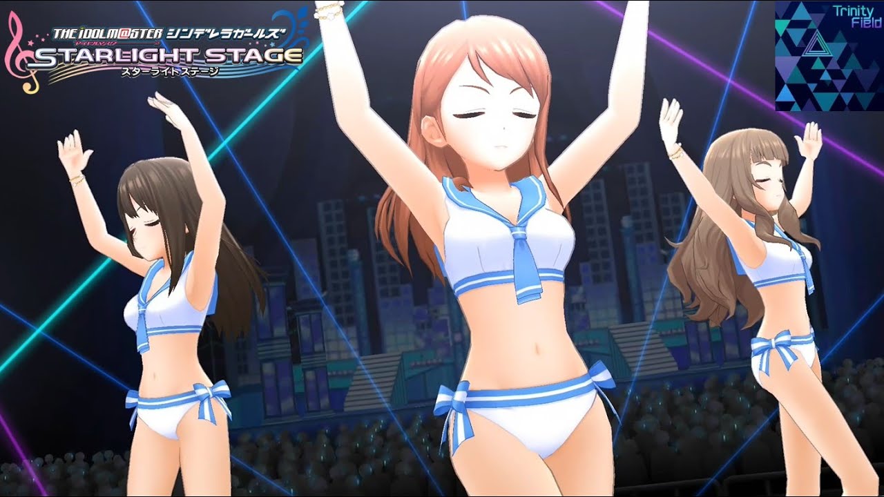 【デレステMVシアター】Trinity Field (渋谷凛,北条加蓮,神谷奈緒) セーラーミズギ - YouTube