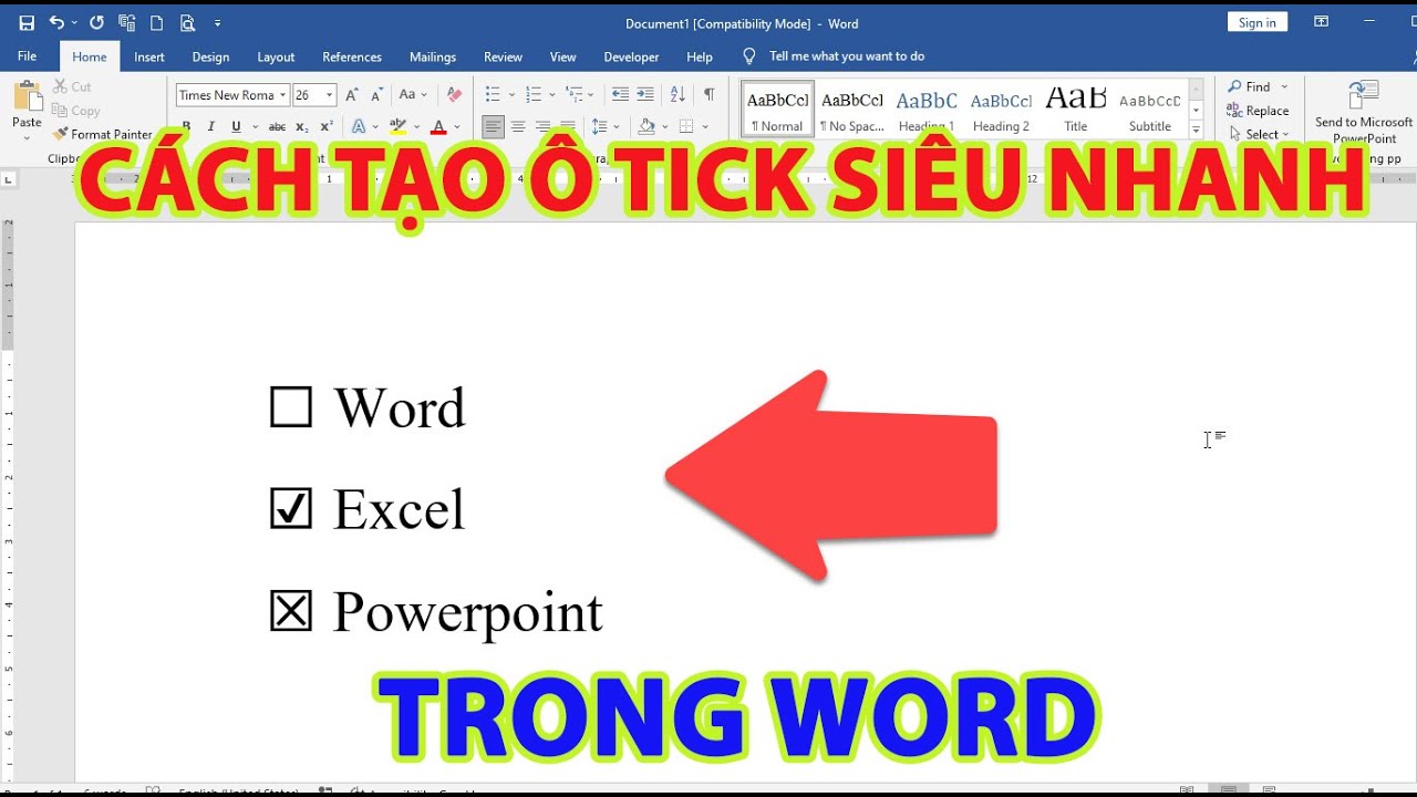 Cách tạo ô tick trong word siêu nhanh - YouTube