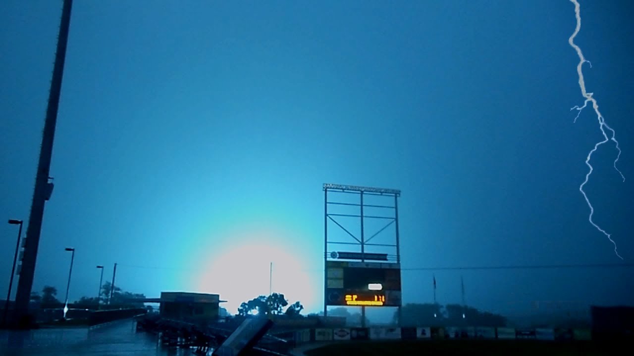 Lightning Strikes Transformer at Baseball Game - YouTube