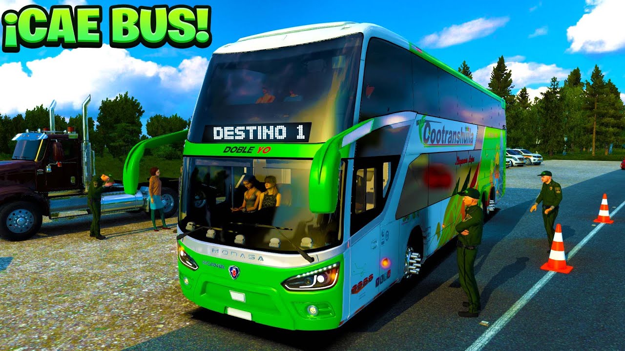 ¡CAE BUS CARGADO EN PUESTO DE CONTROL! | American Truck Simulator - YouTube