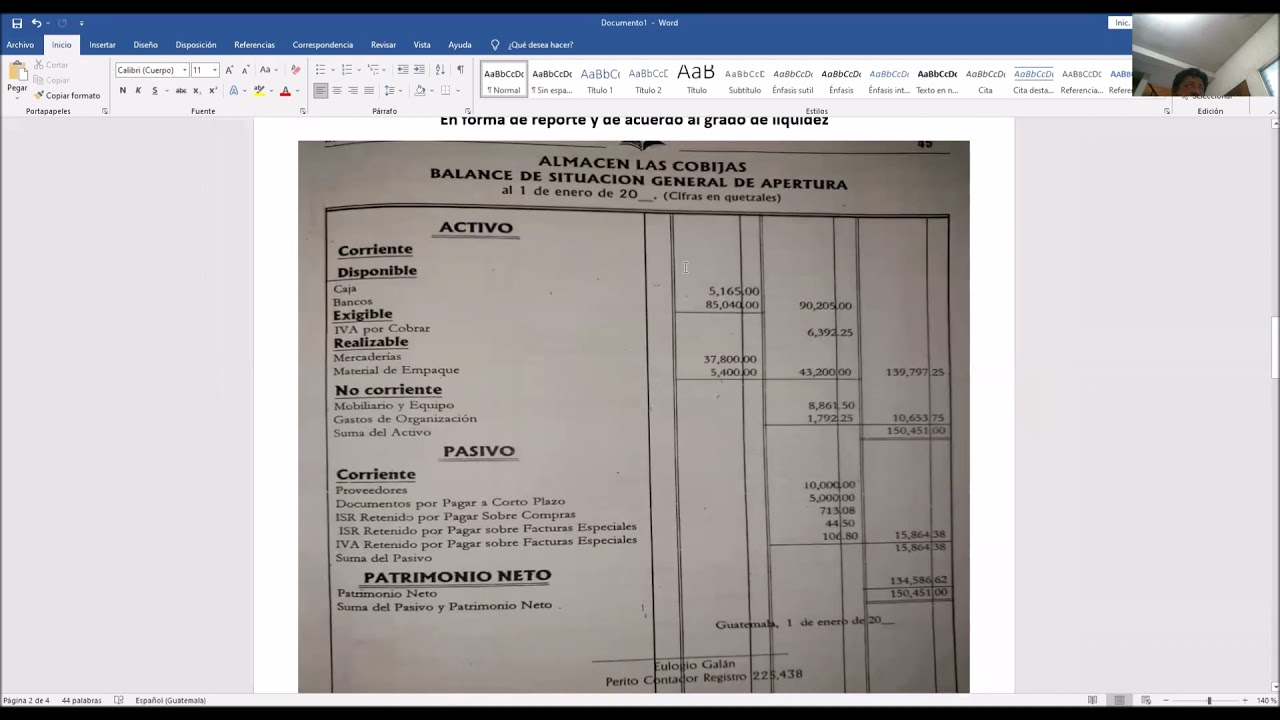 Estructura del balance general o estado de situación financiera - YouTube