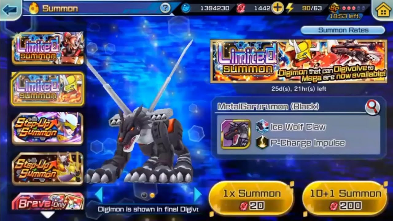 Limited Summon for Metalgarurumon (Black) - Digimon Rearise - YouTube