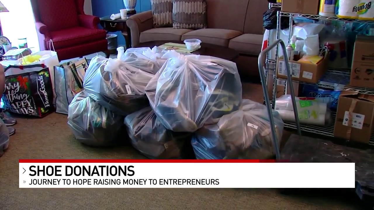 Local charity holds shoe drive fundraiser - YouTube