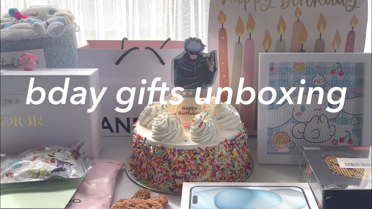 bday gifts unboxing: gojo cake, jjk, dior, divoom timebox evo, clothing ...