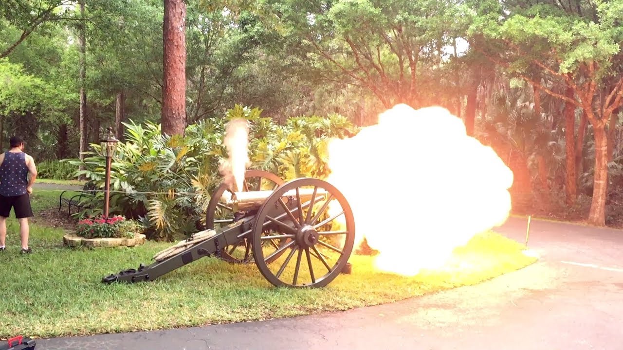 Firing a real cannon in my front yard. - YouTube