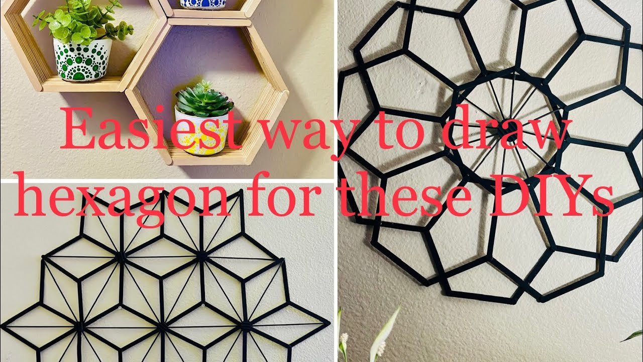 How to draw a perfect hexagon without measurements| hexagon wall decor ...