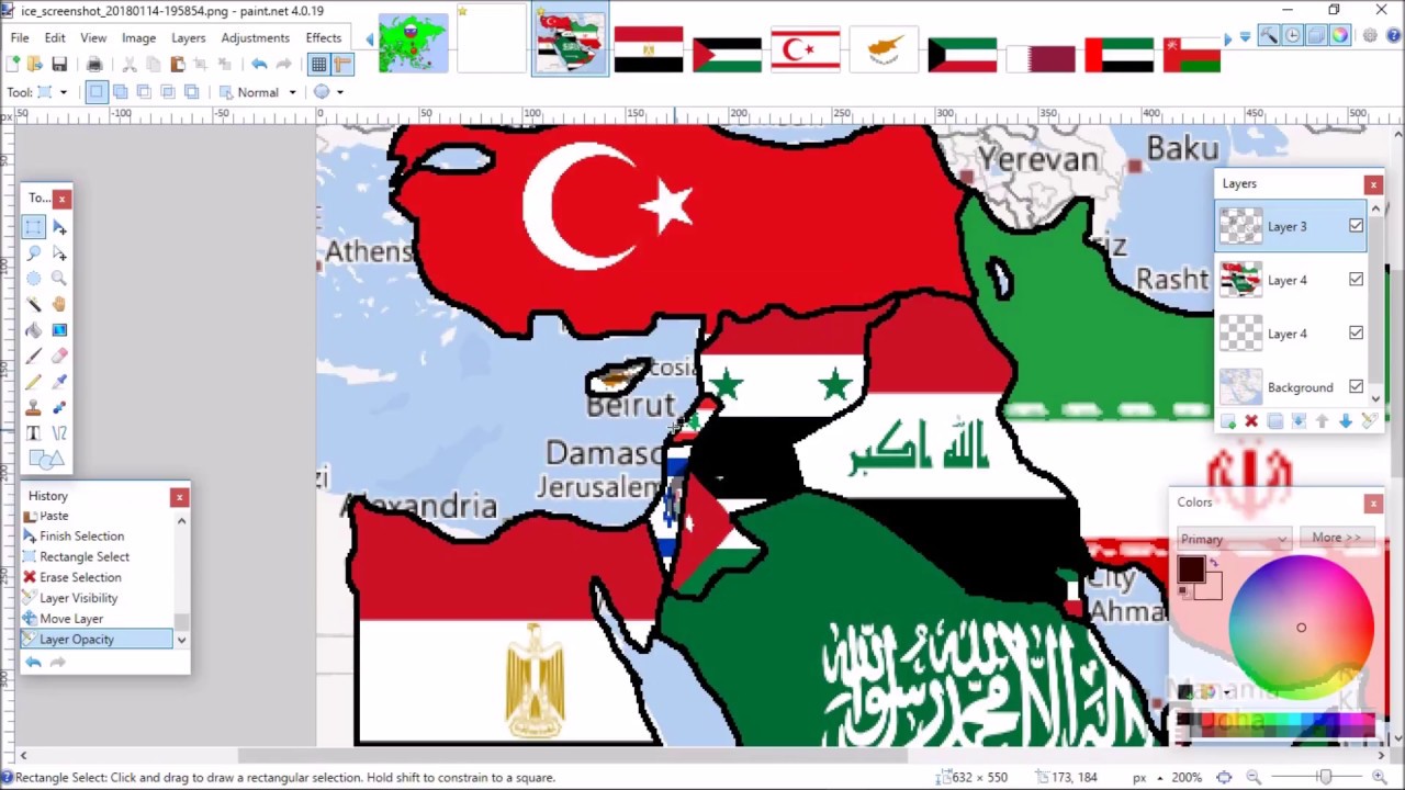 Middle East Map With Flag - United States Map