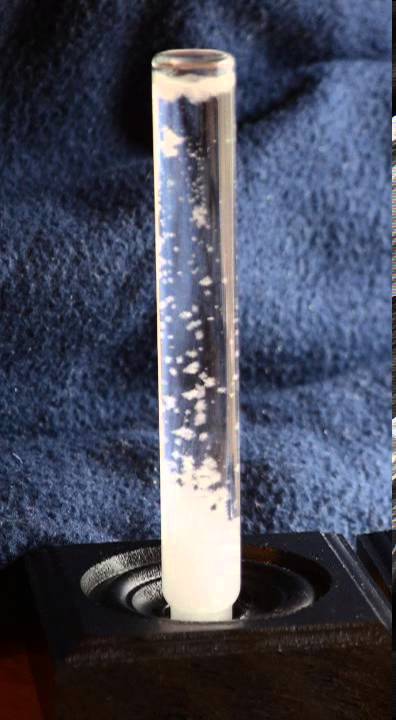 Snow in Storm Glass / Fitzroy's Camphor glass, time lapse. - YouTube