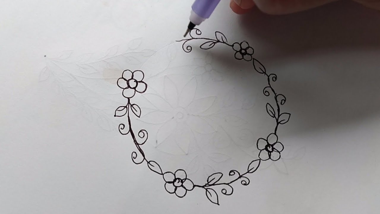 Flower design drawing in circle Step by step ||Easy circle drawing ...