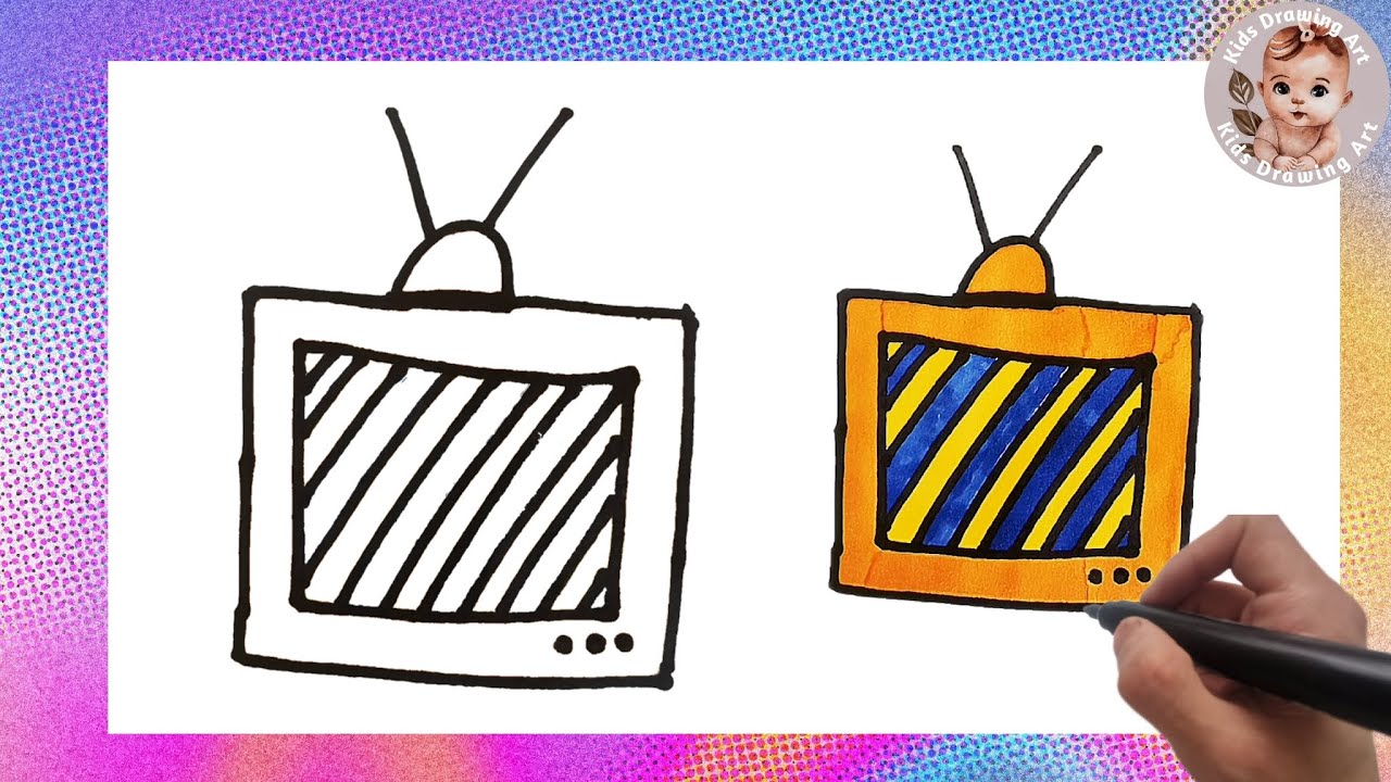 How To Draw Retro Tv | Drawing Tutorial | Step By Step Retro Tv Drawing ...