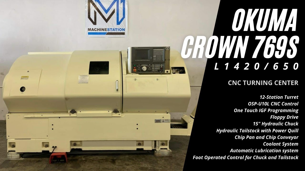 Okuma Crown 769S L1420 CNC Turning Center Lathe Machine 15" Chuck ...