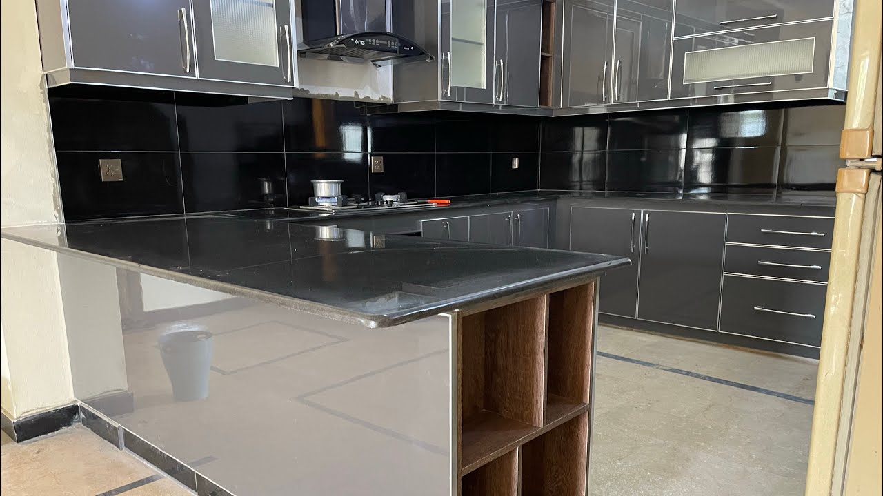 #Modular#Kitchen#Trim Edge Finish#Grey And Black #ZRK U.V Lux ...