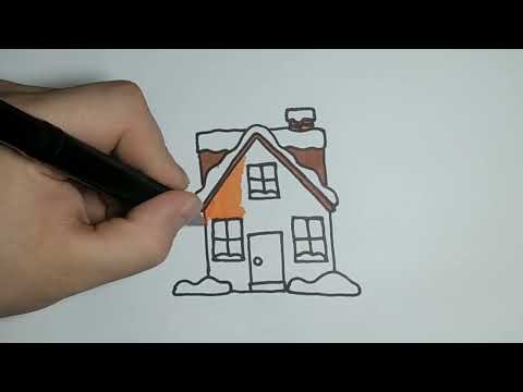 How to draw a snowy house - YouTube