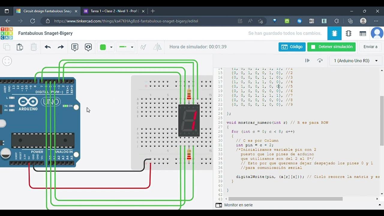 Display de 7 segmentos ánodo común con Arduino Tinkercad - YouTube