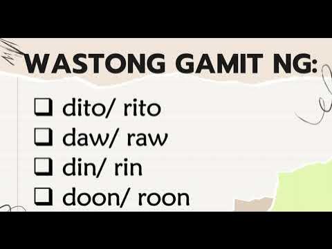 Wastong gamit ng RAW at DAW, RIN at DIN, RITO at DITO, at ROON at DOON - YouTube