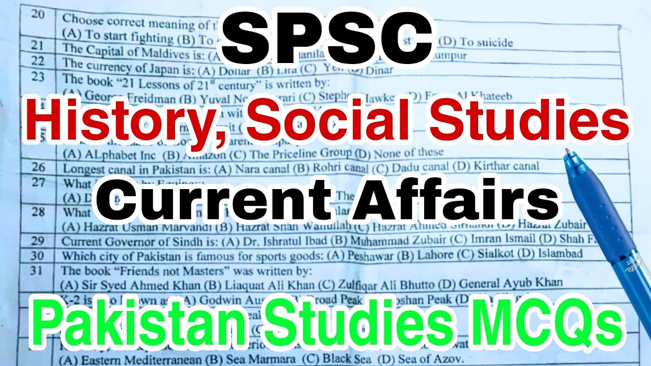 SPSC Paper General Knowledge Current Affairs History Social Studies ...