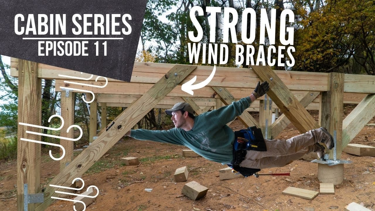 Finishing the DIY Cabin Foundation Beams and Installing Wind Braces ...