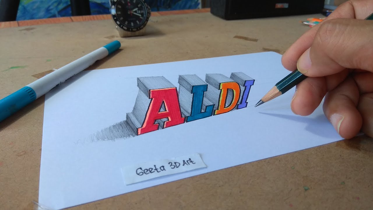 3D drawing Aldi's name - YouTube
