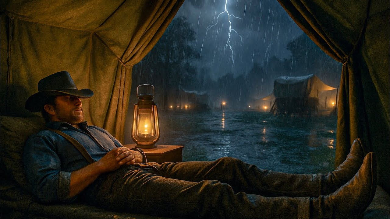 Arthur Morgan Resting in His Tent on a Stormy Night | RDR2 Rain ...