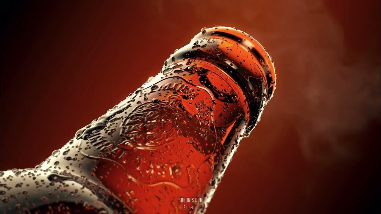 3D animation of a bottle of beer with drops for advertising - YouTube