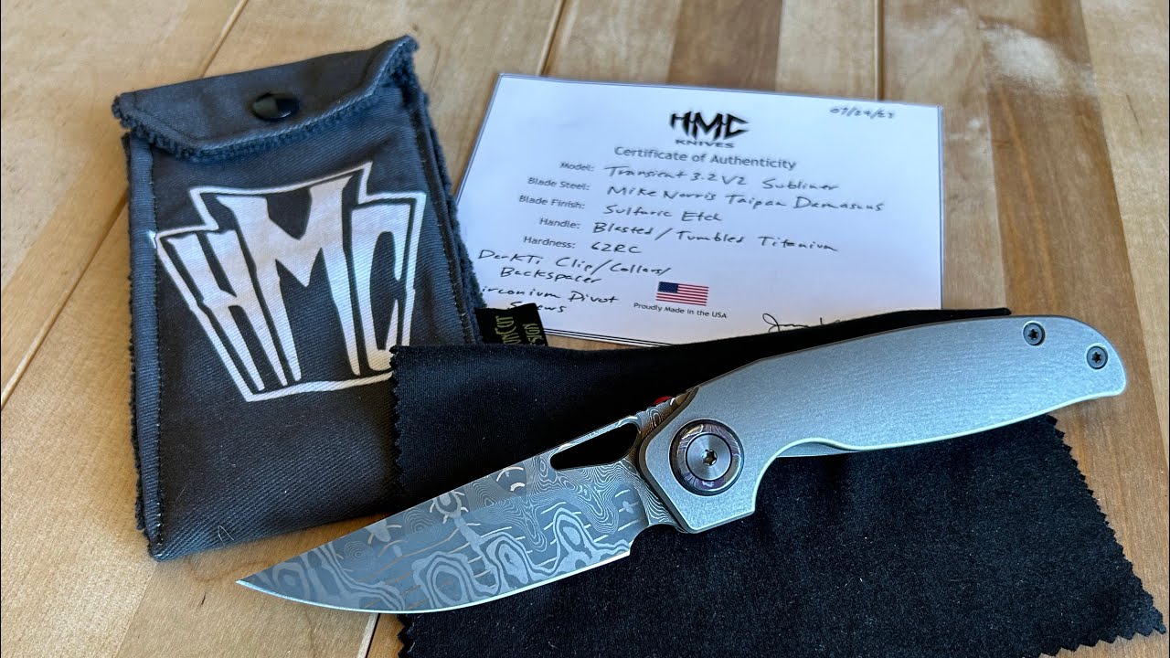 HMC & Carver Knives Transient 3.2” V2 in Taipan Damascus - YouTube