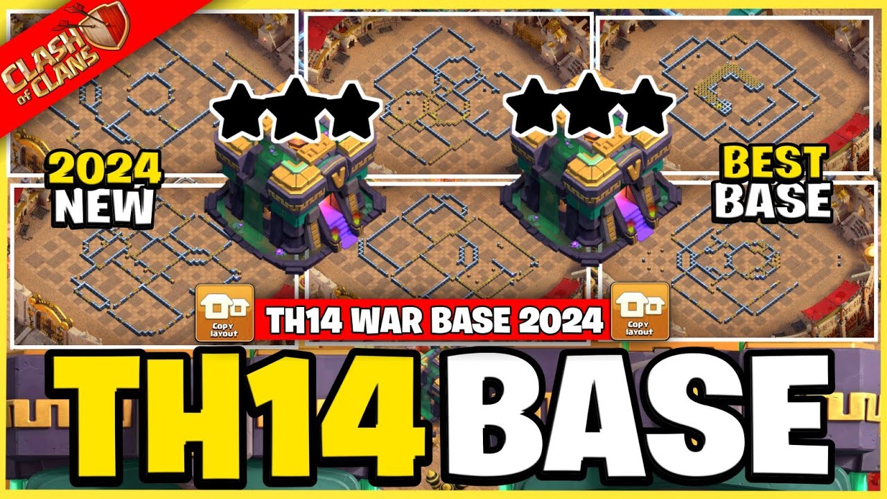 ( TOP 7 ) BEST TH14 WAR BASE LINK 2024 | TH14 ANTI 2 STAR BASE 2024 ...