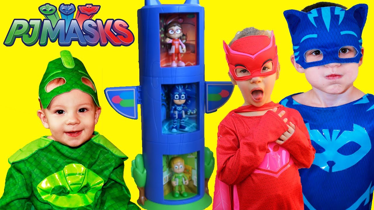 PJ MASKS New Transforming Rooms Headquarters Owlette Gekko & Catboy IRL ...