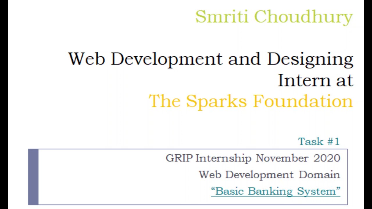 TSF || Task1 || Web Development || Basic Banking System - YouTube