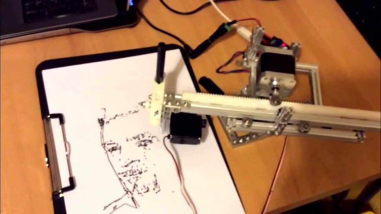 Robot drawing portrait. Arduino&processing&opencv - YouTube