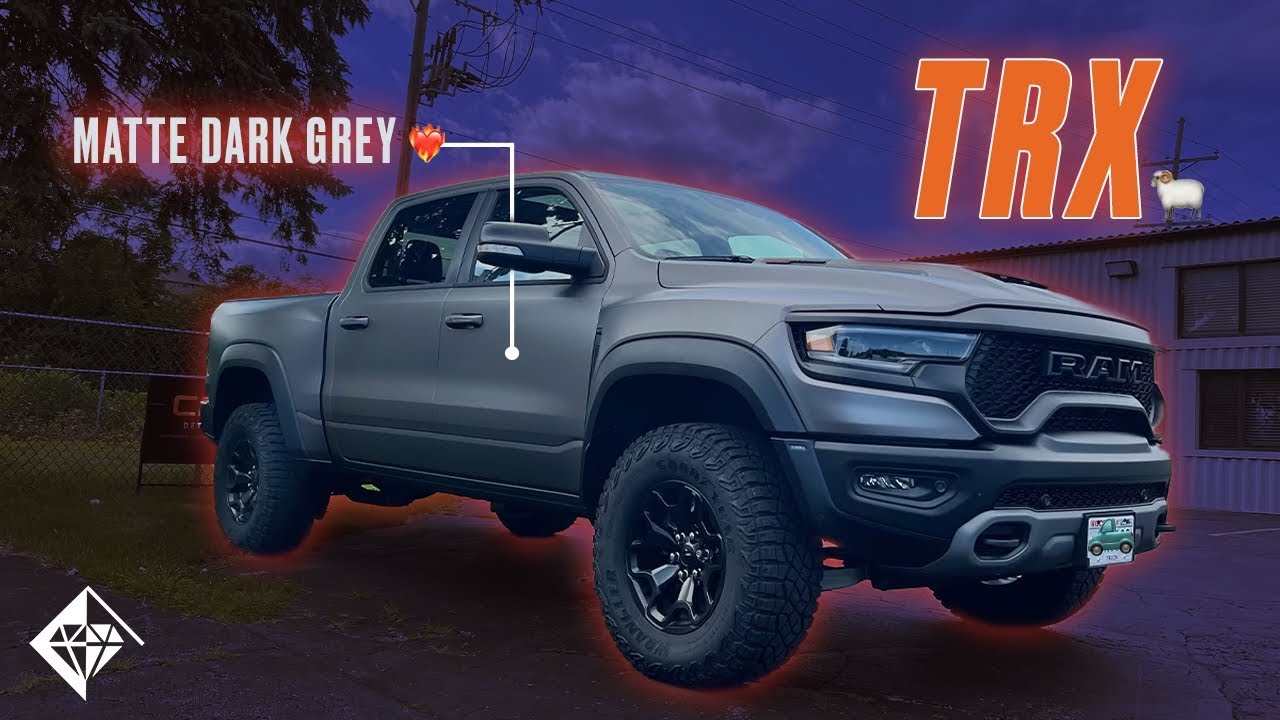 Dodge Ram TRX getting wrapped in 3M Matte Dark Gray - YouTube
