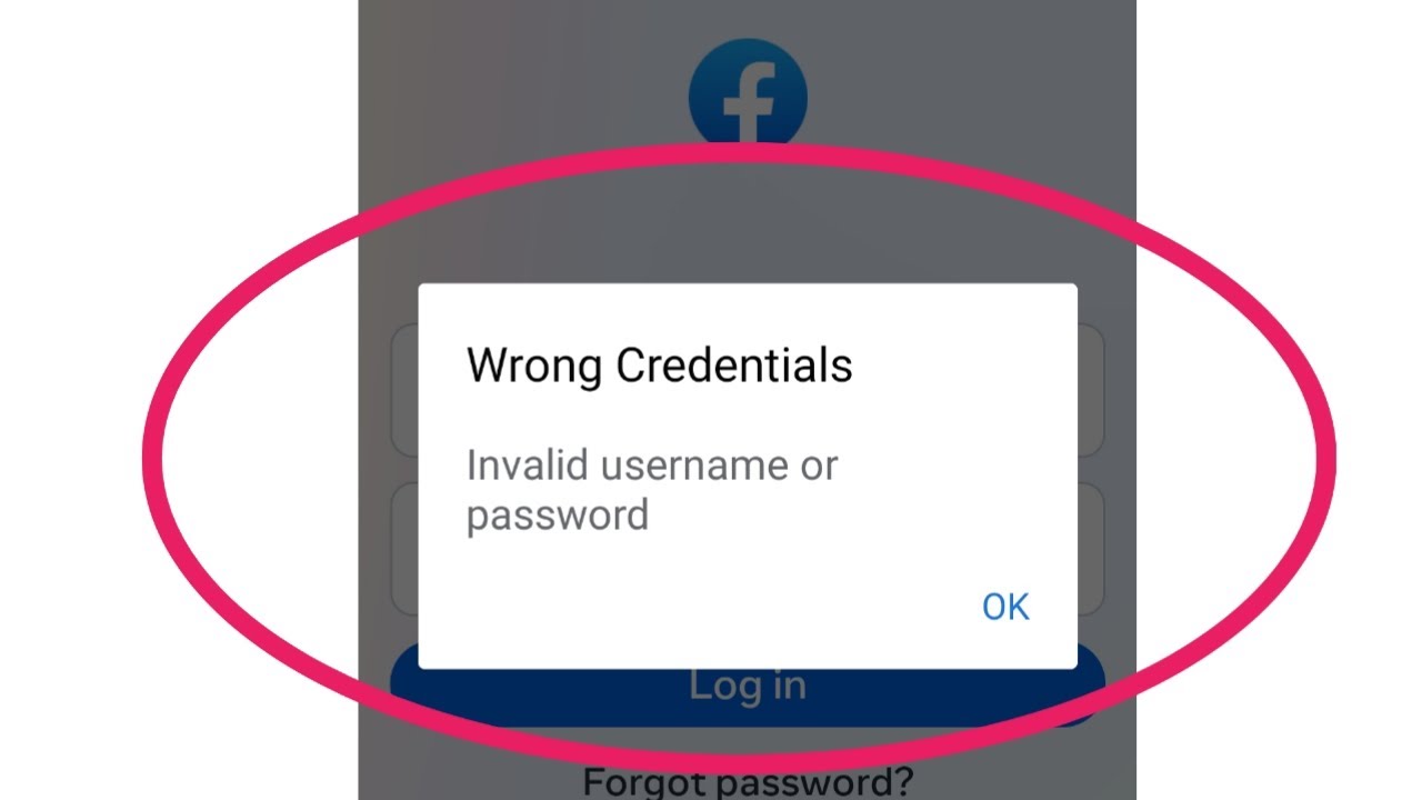 Facebook | Wrong Credentials | invalid username or password - YouTube