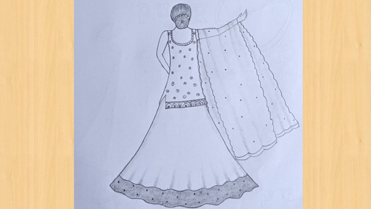 How to draw traditional girl with dupatta / tredisnal girl drawing back ...