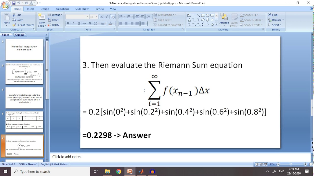 Numerical Integration Reimann Sum - YouTube