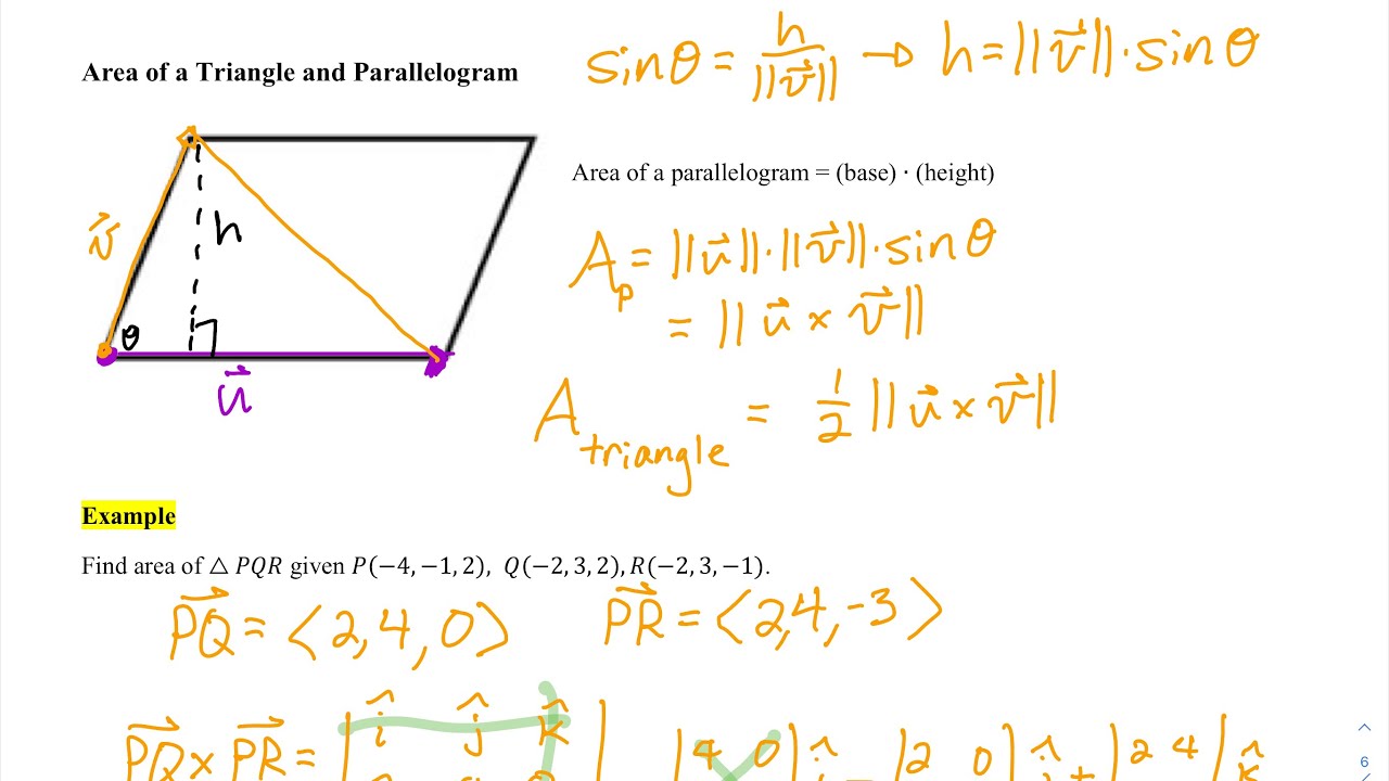 20. Calc III Section 11.4 Area of Triangle/Parallelogram - YouTube