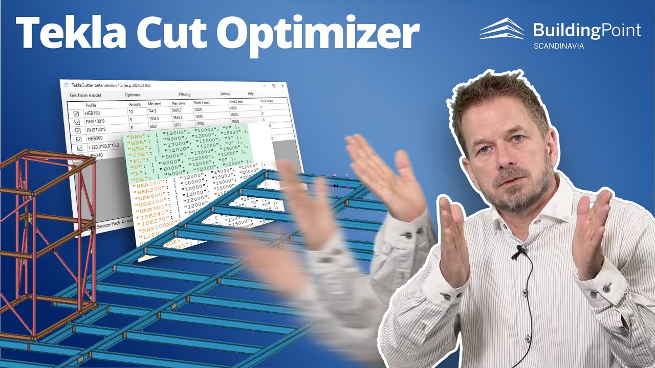 Tekla Cut Optimizer - how to optimize steel beams cutting lengths! - YouTube