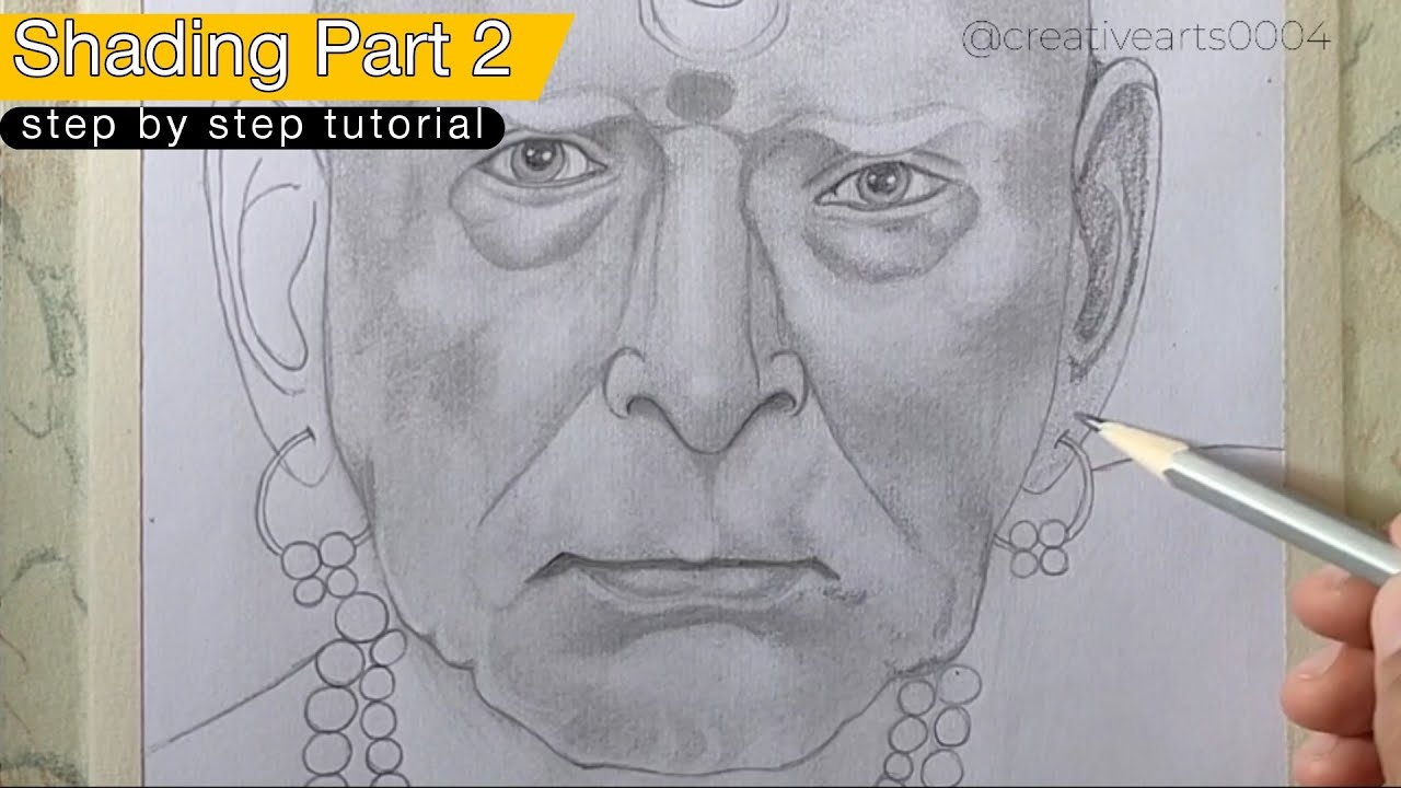 Shree Swami Samarth Maharaj drawing- shading part 1 | श्री स्वामी समर्थ ...