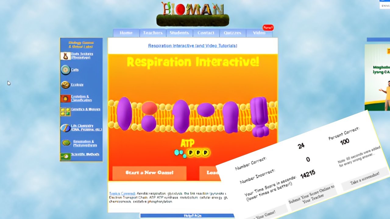 BioMan Biology | Respiration Interactive | 100% Correct - YouTube