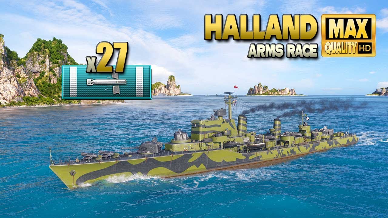 Destroyer Halland: 27 torpedo hits on map "Mountain Range" - World of ...
