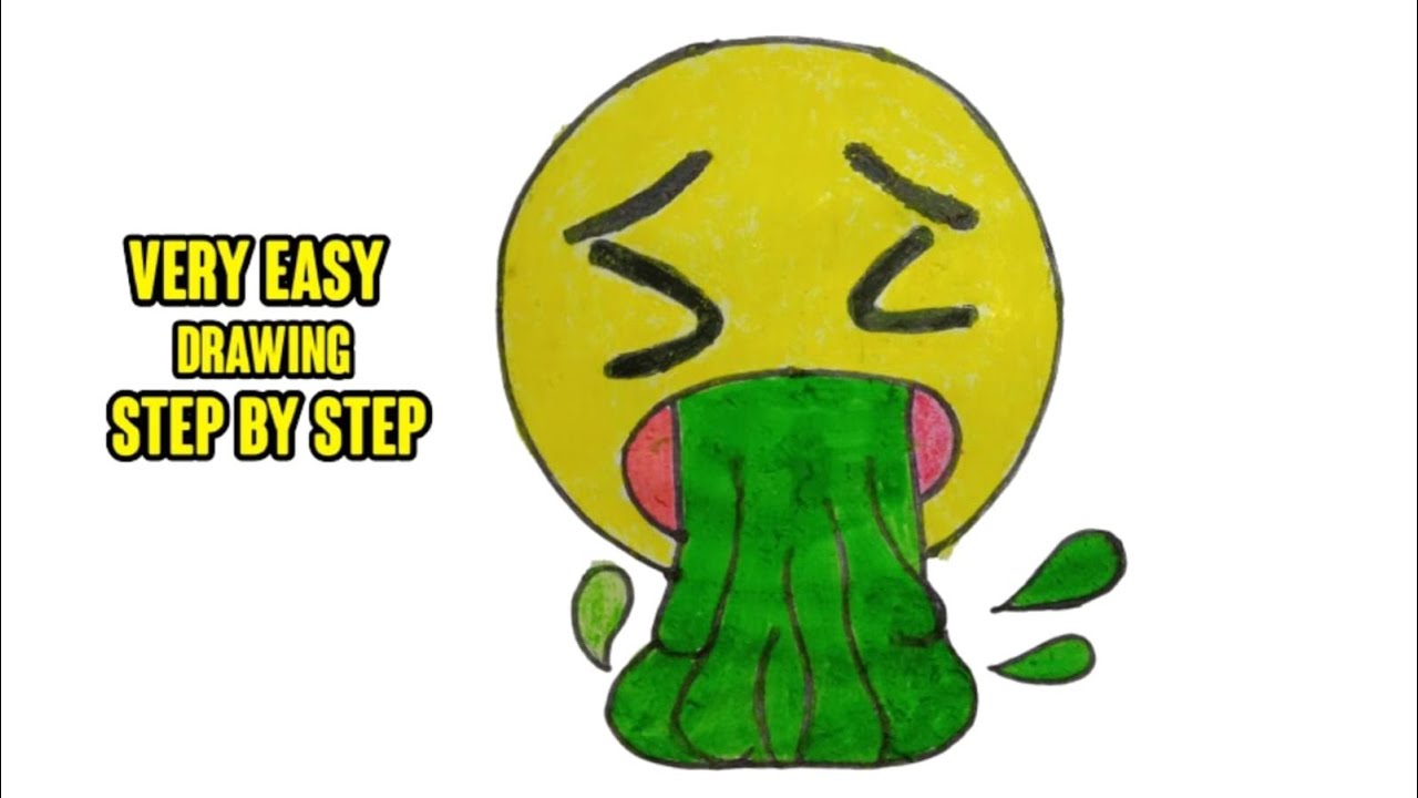 How to Very easily draw a Vomiting Emoji || Emoji Drawing - YouTube