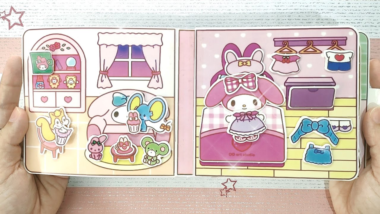 HOW TO MAKE MY MELODY PAPER HOUSE 🏡 | MINI PAPER BOOK MELODY 🐰| ASMR ...