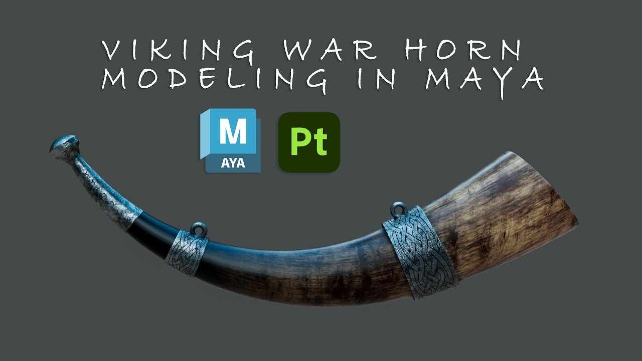 War Horn Modeling & Texturing using Maya & Substance 3D Painter | Maya 2023 | Substance Painter ...