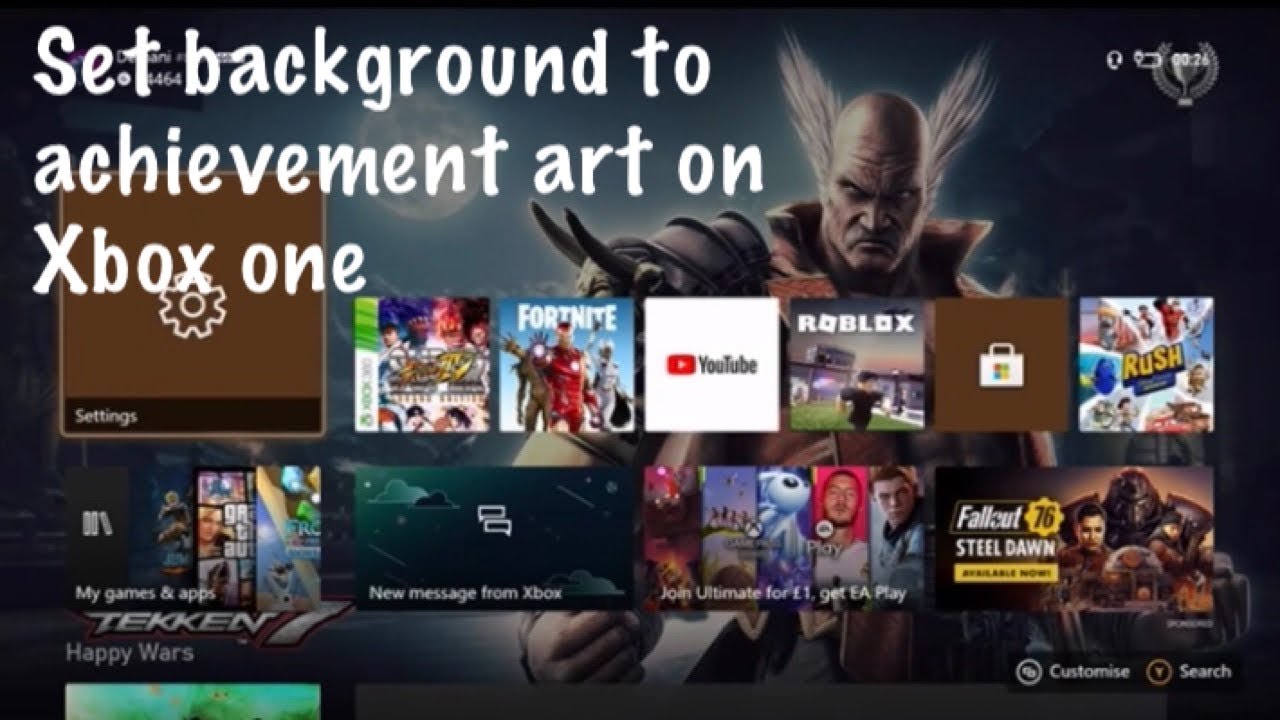 How to set background to achievement art (Xbox one) - YouTube